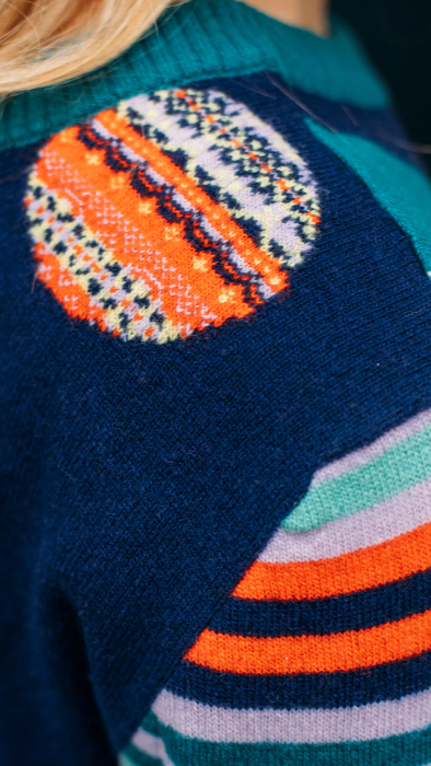 ERIBÉ Women's Merino Wool Sweater - Melrose Stripe & Dot Design ...