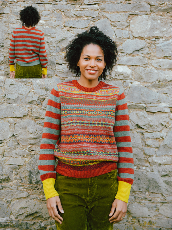 ERIBÉ Women's Reversible Fairisle Sweater, Regular Fit, 100% Merino ...
