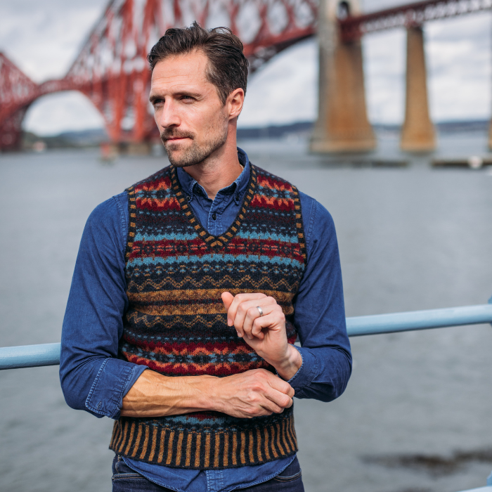 Brodie Vest | ERIBÉ Knitwear | Fairisle Vest | Made In Scotland