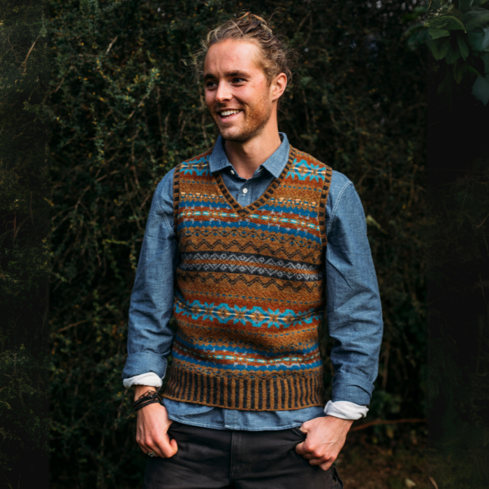 Brodie Vest | ERIBÉ Knitwear | Fairisle Vest | Made In Scotland