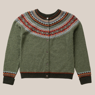 ERIBÉ Women's Alpine Short Cardigan, Fairisle Pattern, 100% Merino Wool ...