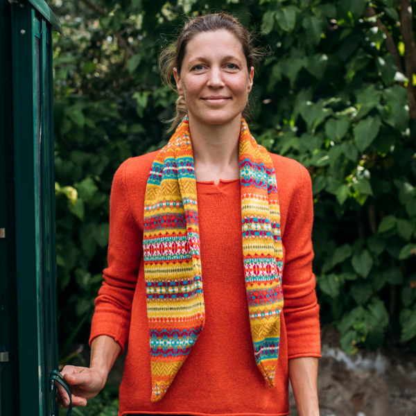 ERIBÉ Women's Pioneer Scarf 100% Merino Lambswool Fairisle Made in ...