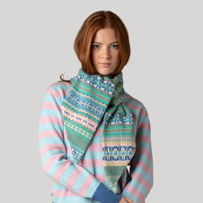 ERIBÉ Women's Pioneer Scarf 100% Merino Lambswool Fairisle Made in ...