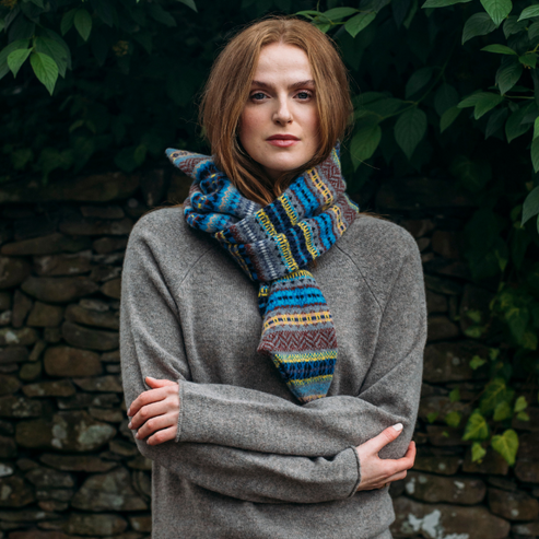 ERIBÉ Women's Pioneer Scarf 100% Merino Lambswool Fairisle Made in ...