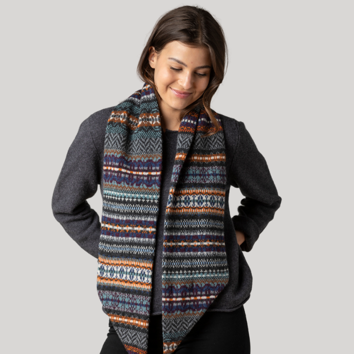 ERIBÉ Women's Pioneer Scarf 100% Merino Lambswool Fairisle Made in ...