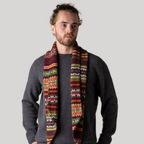 ERIBÉ Women's Pioneer Scarf 100% Merino Lambswool Fairisle Made in ...