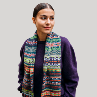 ERIBÉ Women's Pioneer Scarf 100% Merino Lambswool Fairisle Made in ...