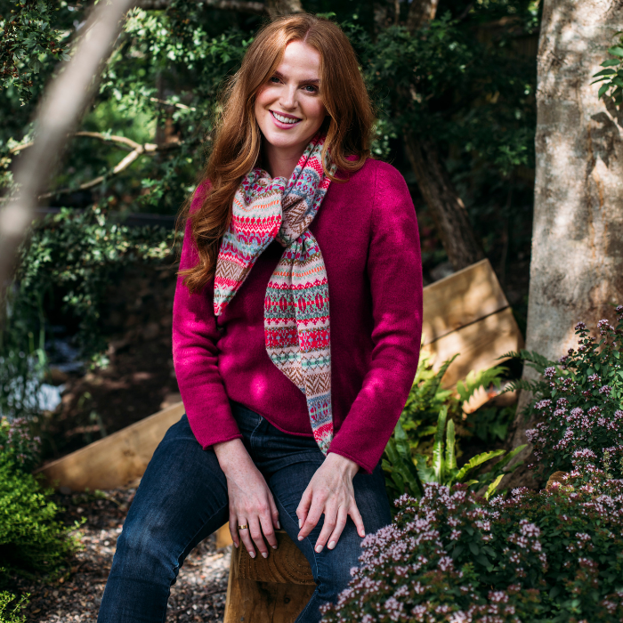 ERIBÉ Women's Pioneer Scarf 100% Merino Lambswool Fairisle Made in ...