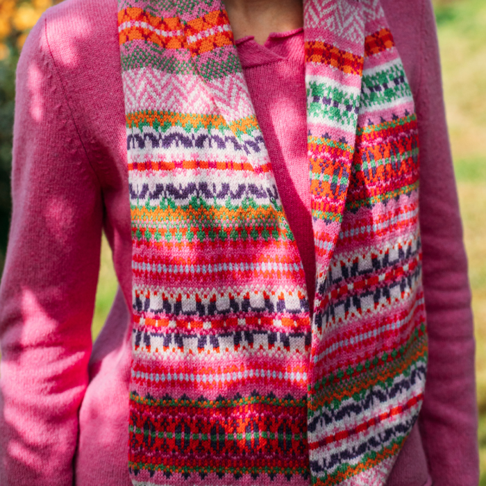 ERIBÉ Women's Pioneer Scarf 100% Merino Lambswool Fairisle Made in ...