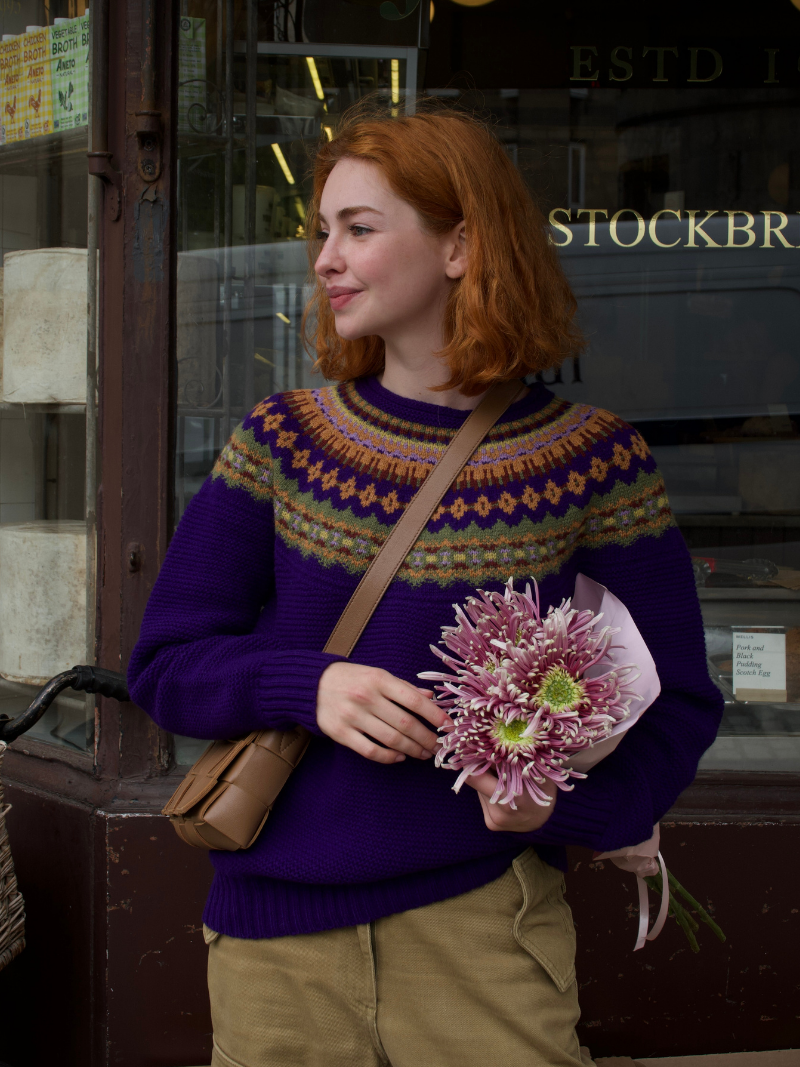 ERIBÉ Women's Merino Wool Sweater, Stoneybrek, Hand-Knit Style ...